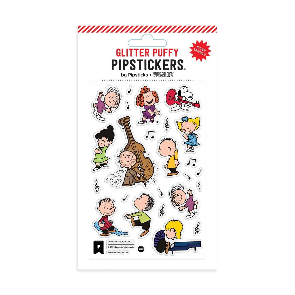 Pipstickers Peanuts Jam Sesh Glitter Puffy Sticker Pack| St. Mark's Comics