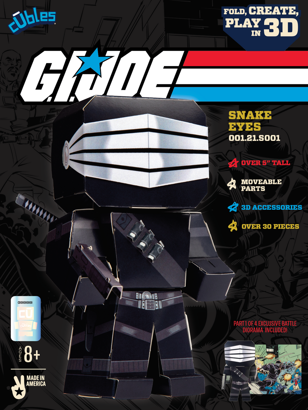 Cubles GI Joe Snake Eyes Papercraft Kit| St. Mark's Comics